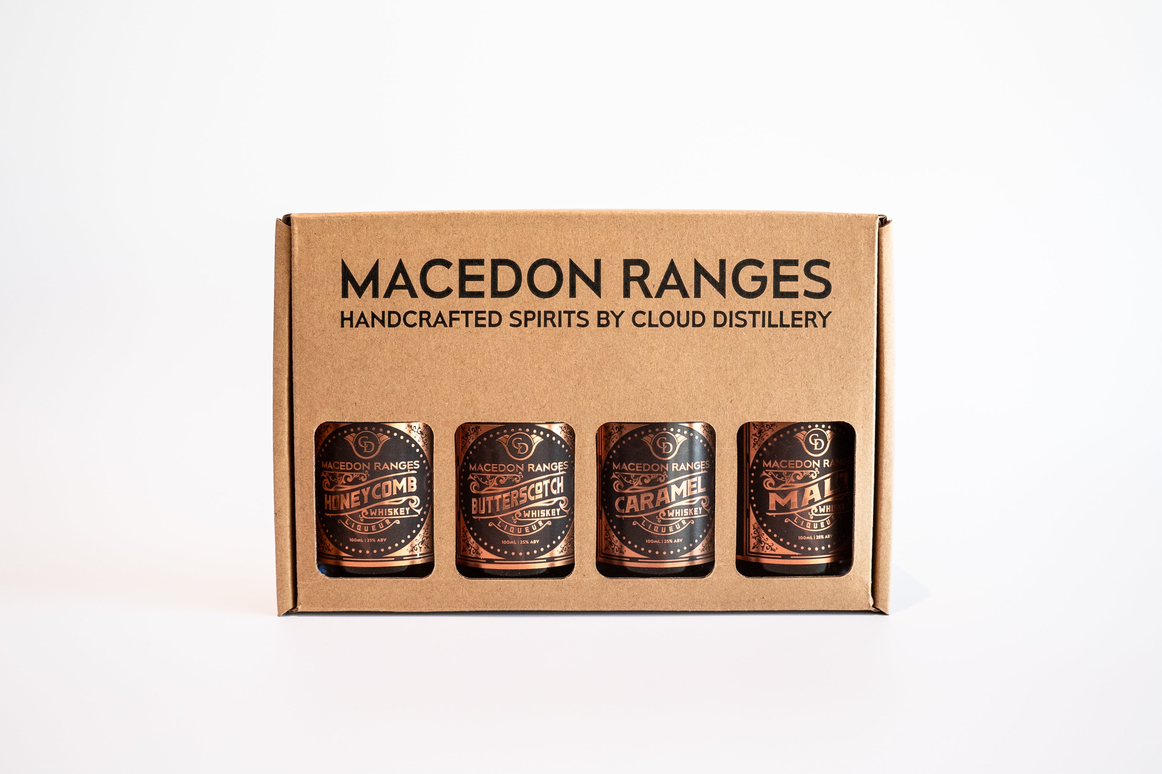 Macedon Ranges Whiskey Liqueur - 4 x 100ml Window Box – Cloud Distillery